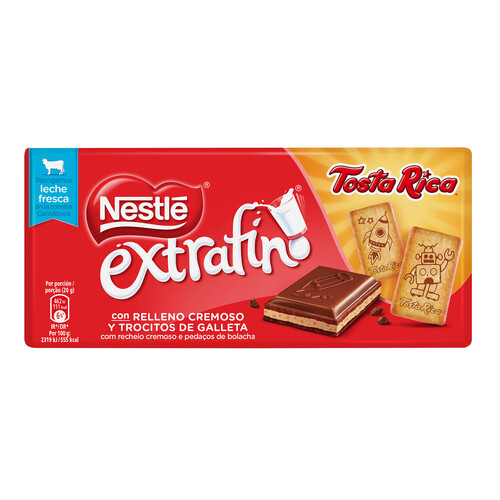 Chocolate con leche, relleno cremoso y trocitos de galleta (Tosta Rica ...