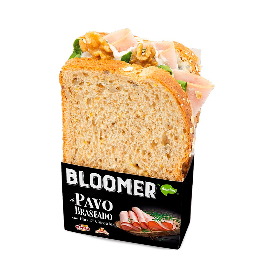 BLOOMER de Ñaming Sandwich con pan con 12 cereales, relleno de pavo ...