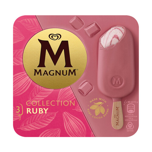 Bombón helado de chocolate blanco, cubierto con chocolate rosa MAGNUM ...