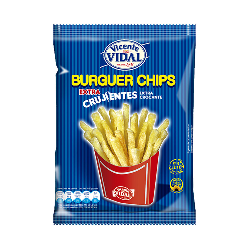 VICENTE VIDAL Patatas fritas burger chips VICENTE VIDAL 95 g. - Alcampo ...