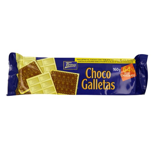 TIRMA Galletas al cacao con tableta de chocolate blanco 160 g ...