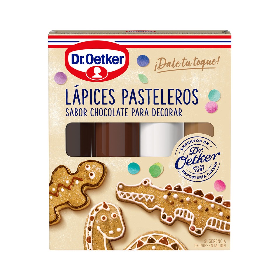 DR. OETKER Lápices pasteleros sabor chocolate, DOCTOR OETKER, caja de ...