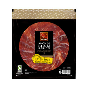 NAVIDUL Jamón de bellota ibérico (50% raza ibérica), cortado a mano ...