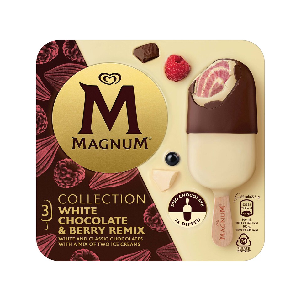 MAGNUM Bombón de helado de grosella negra y frambuesa, recubierto de ...