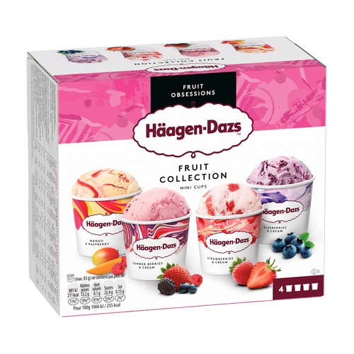 HÄAGEN-DAZS Tarrinas de helado de frutas (mango, fresa, frambuesa y ...