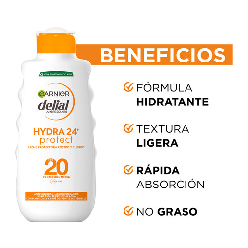 DELIAL Leche solar protectora en spray con acción hidratante y FPS 20 ...