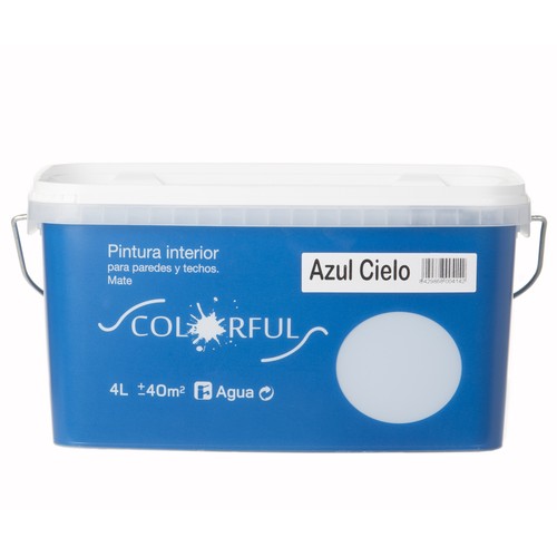 Pintura interior para paredes y techos, azul cielo mate COLORFUL, 4L ...