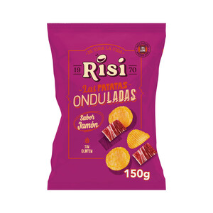 RISI Patatas fritas onduladas, sin gluten y con sabor a jamón 150 g ...