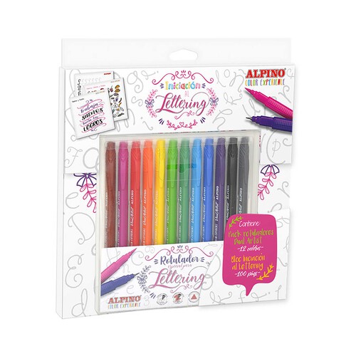 Set iniciación Lettering 12 rotuladores punta fina con libro de ...