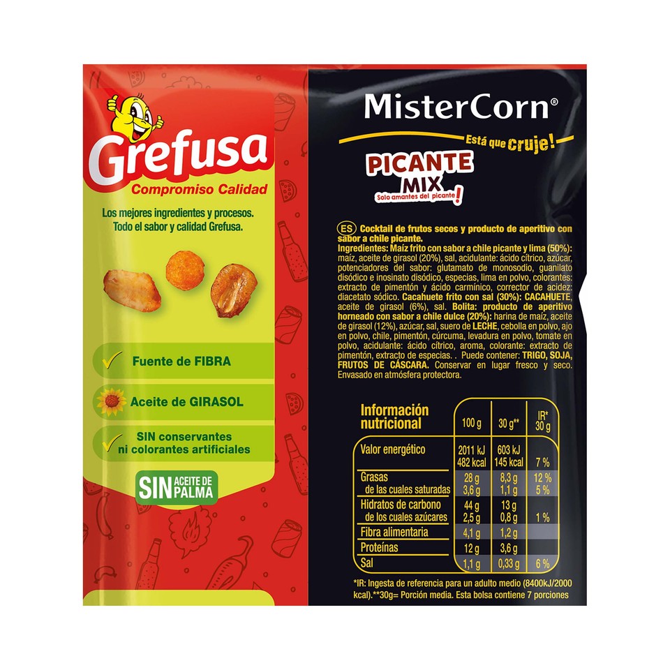 MISTER CORN Cocktail de frutos secos sabor picante MISTERCORN GREFUSA ...