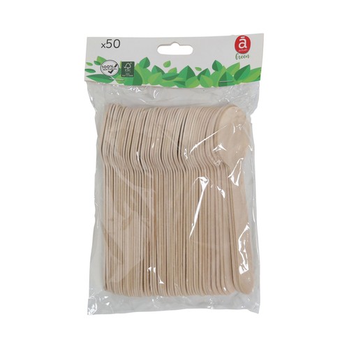 Pack de 50 cucharas de madera desechables, ACTUEL. - Alcampo ¡Haz tu ...