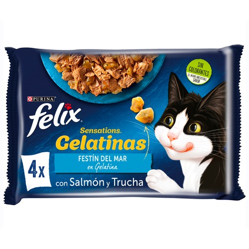 FELIX Comida para gatos húmeda sabor a pescado variado PURINA FELIX 4 ...