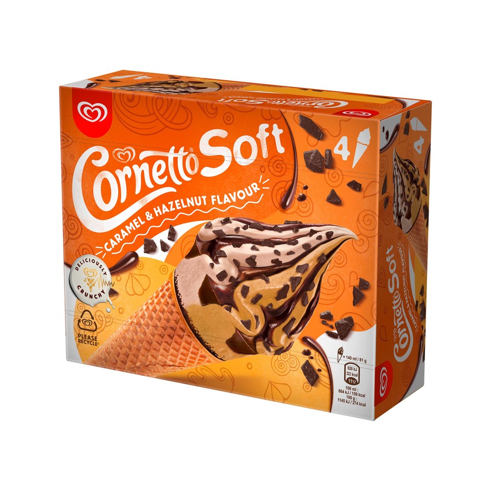 CORNETTO Helados caramelo y avellana 4 x 140 ml 324 gr. - Alcampo ¡Haz ...