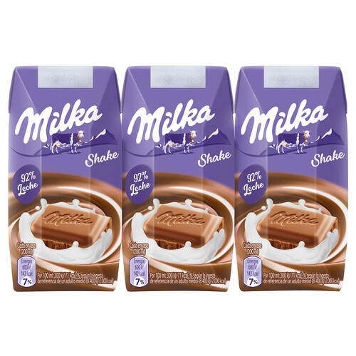 MILKA Batido de chocolate con un 92% de leche MILKA Shake 3 x 200 ml ...