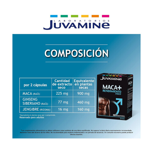 JUVAMINE Complemento alimenticio a base de Maca, Jengibre y Ginseng 60 ...