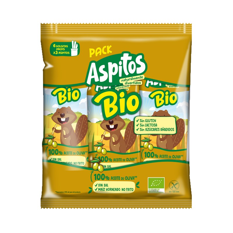 ASPITOS Bio Aperitivo horneado, ecológico, de maíz con 100% aceite de ...