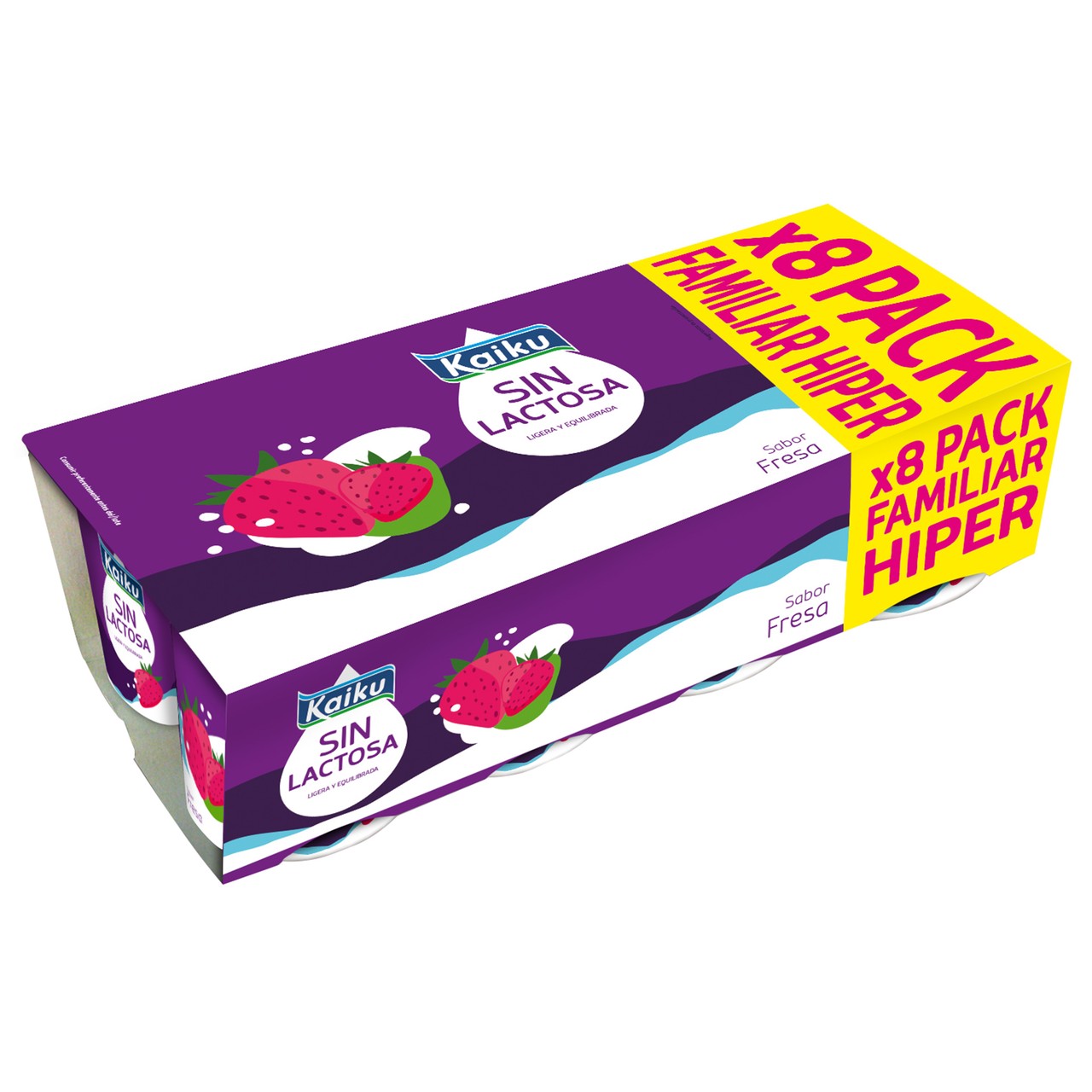 Yogur con sabor a fresa KAIKU Sin lactosa 8 x 125 g. - Alcampo ¡Haz tu ...