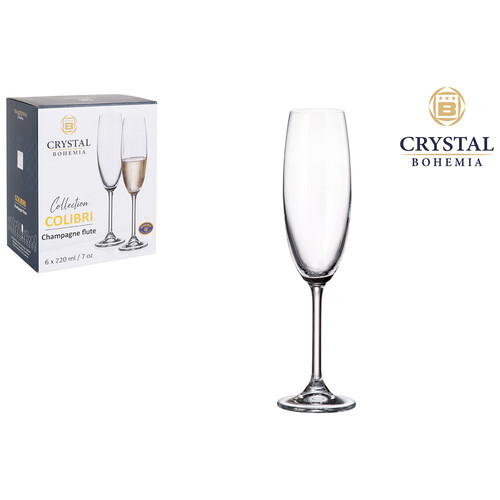 Copa flauta para vinos espumosos fabricada en Cristal de Bohemia, 0,22 ...