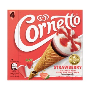 CORNETTO de Frigo Cono de helado de fresa y nata con chocolate 4 x 90 ...