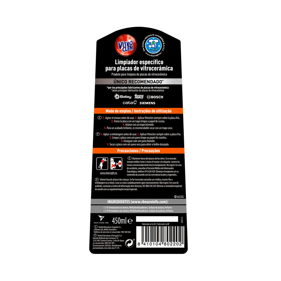 VITROCLEN Limpieza vitrocerámicas e inducción 3 en 1 (Limpieza, brillo ...