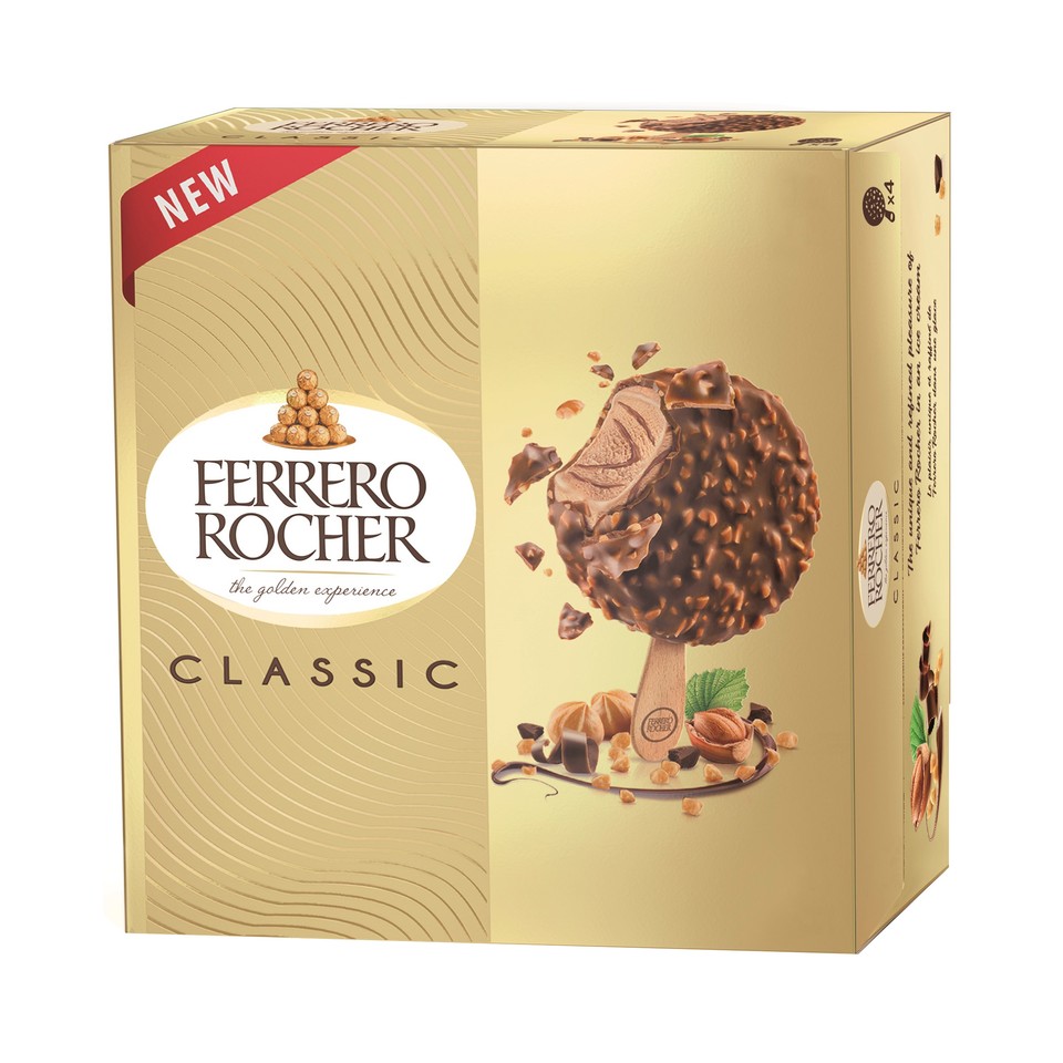 FERRERO ROCHER Bombon helado de avellana recubierto de chocolate con ...