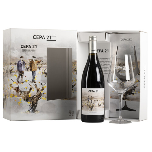 CEPA 21 Estuche con 1 botella de vino tinto con D.O. Ribera del Duero + copa. - Alcampo ¡Haz tu ...