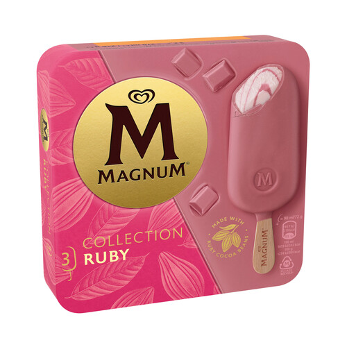 Bombón helado de chocolate blanco, cubierto con chocolate rosa MAGNUM ...