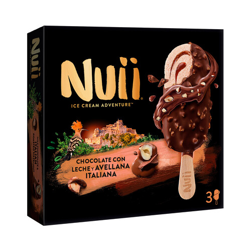 NUII Bombón de avellana italiana tostada, recubierto de chocolate con leche con trozos de ...