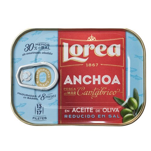 LOREA Anchoas del Cantábrico en aceite de oliva 13/17 piezas LOREA 45 g ...