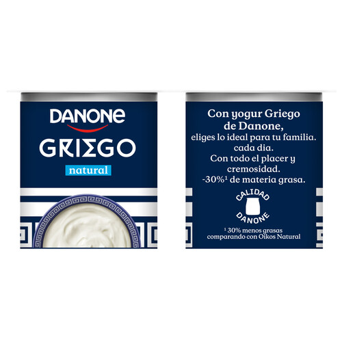 DANONE Yogur griego natural con un 30% menos de grasa DANONE 4 x 110 g ...