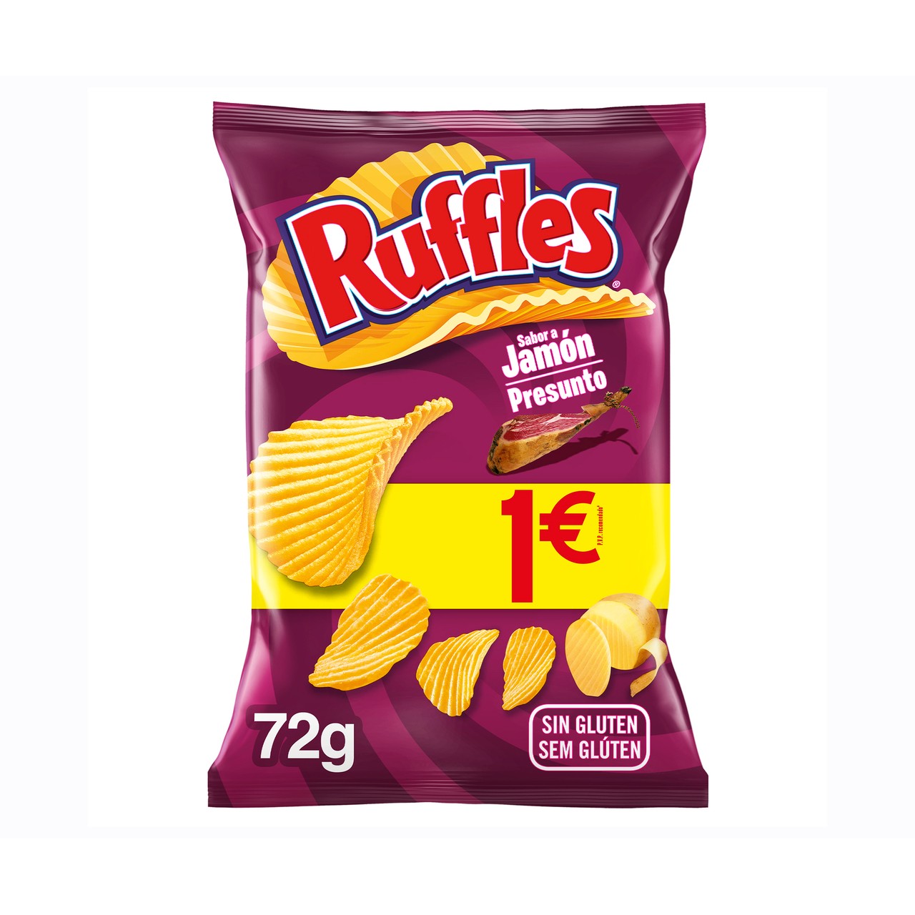 RUFFLES Patatas fritas con sabor a jamón 72 gr. - Alcampo ¡Haz tu ...