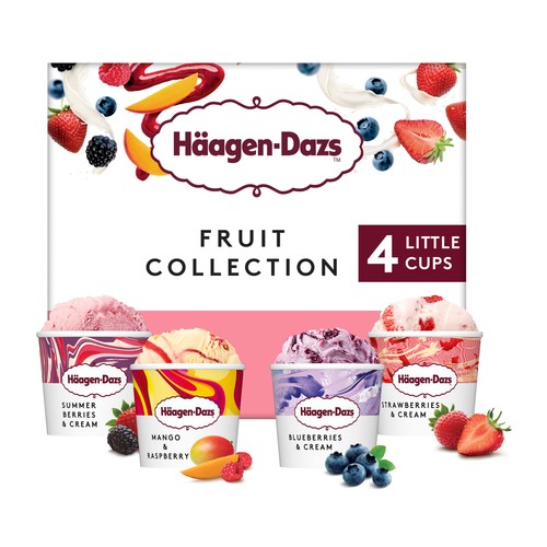 HÄAGEN-DAZS Tarrinas de helado de frutas (mango, fresa, frambuesa y ...
