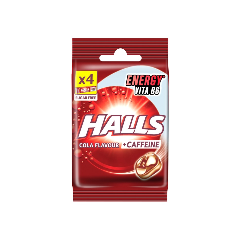 HALLS Caramelos con edulcorantes sin azúcar. Con vitamina B6 y cafeína ...