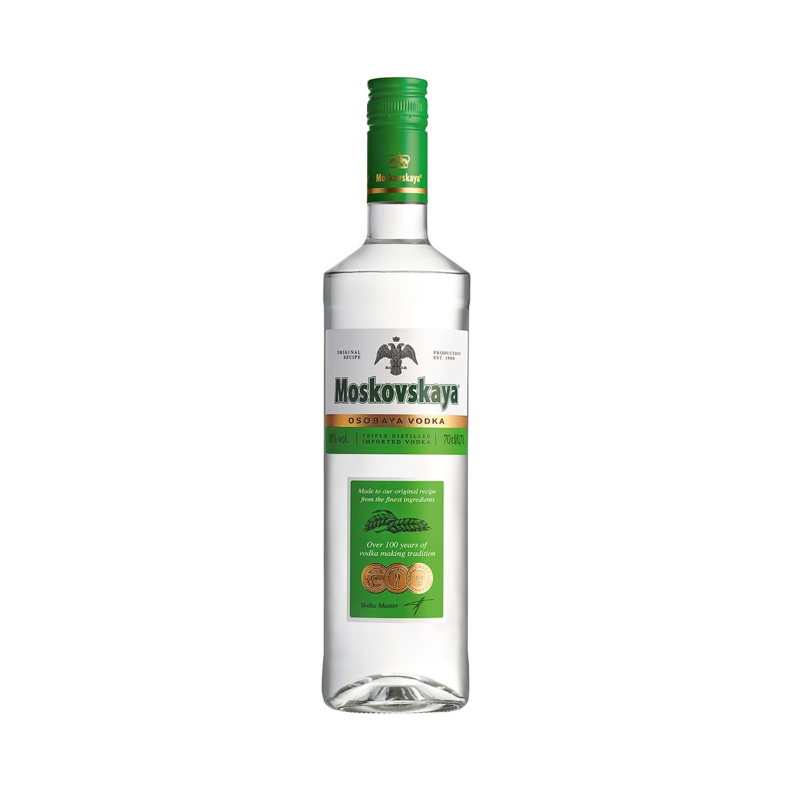 MOSKOVSKAYA Vodka blanco de triple destilación botella de 70 cl ...