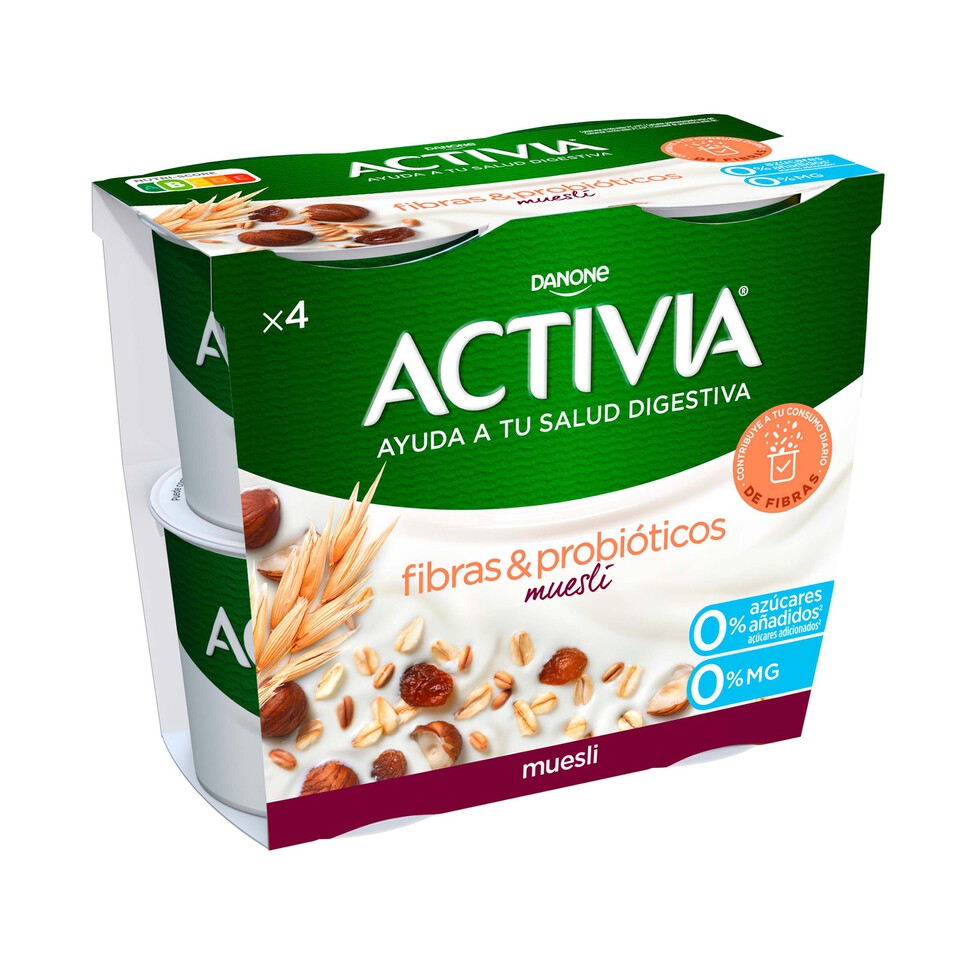 ACTIVIA Bífidus desnatado (0% materia grasa) y muesli (pasas, nueces ...