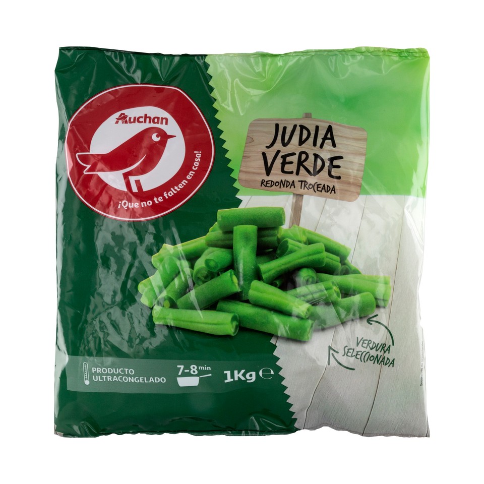 AUCHAN Judías verdes redondas troceadas y ultracongeladas 1 kg ...