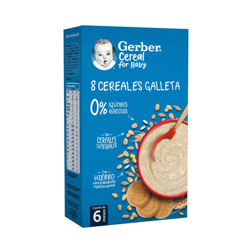 GERBER Papilla de 8 cereales y galleta a partir de 6 meses GERBER 500 g ...