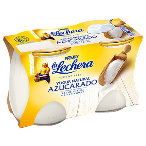 LA LECHERA Yogur natural azucarado con leche entera de origen España de ...