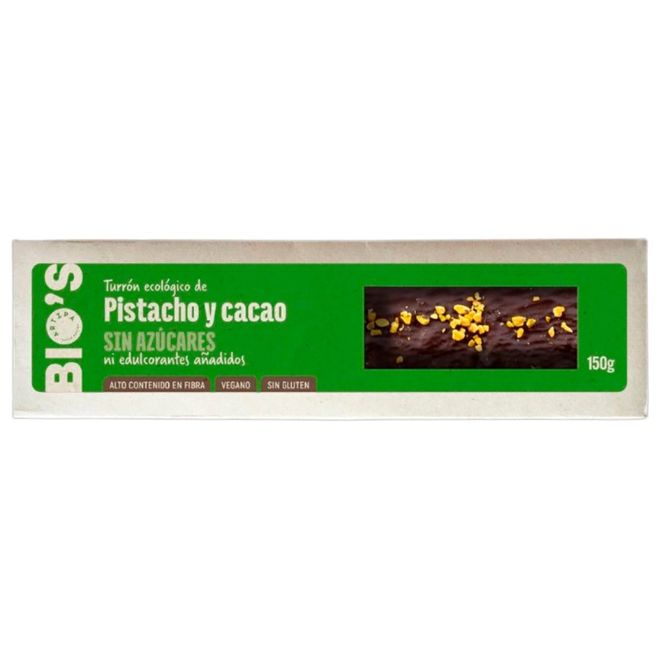 ARTIPA Bio´s Turrón ecológico de pistacho y cacao sin azúcares añadidos ...