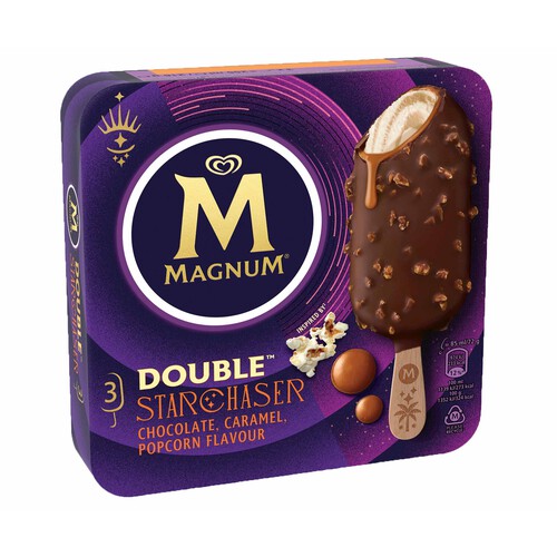 MAGNUM Bombón helado sabor chocolate, caramelo y palomitas 3 x 85 ml ...