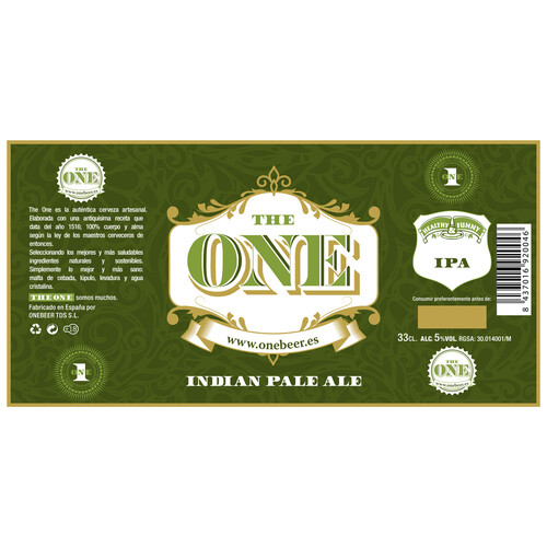 THE ONE Cerveza Indian Pale Ale 33 cl. - Alcampo ¡Haz tu Compra Online ...