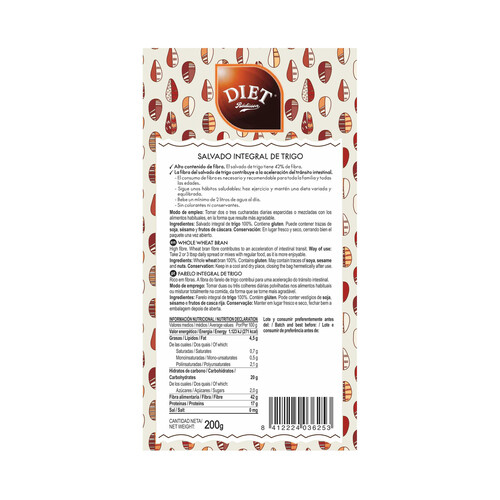 DIAT RADISSON Salvado de trigo integral de agricultura ecológica 200 g ...