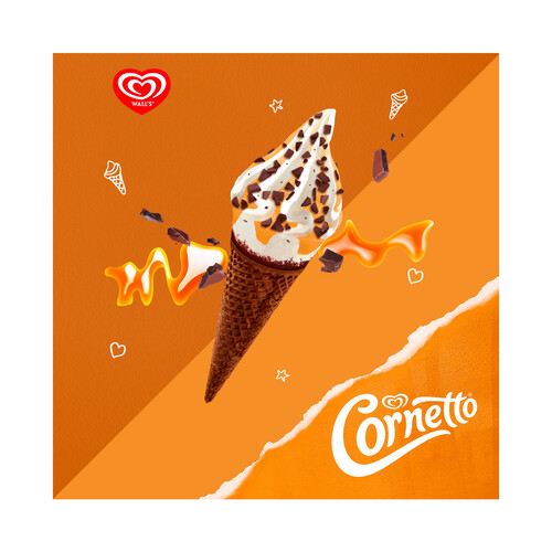 CORNETTO Soft de Frigo Conos de helado de vainilla, stracciatella y caramelo 4 x 140 ml ...