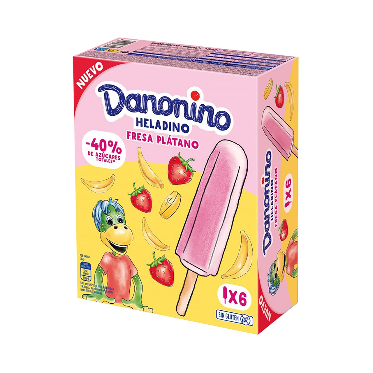 DANONINO Heladino polos de leche con queso y sabor a fresa y plátano 6 ...