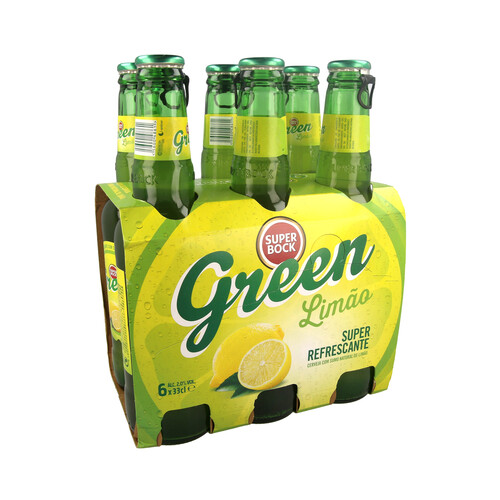 SUPER BOCK GREEN Cerveza con sabor a limón pack de 6 botellas de 33 ...