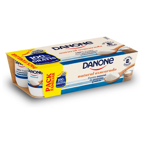 DANONE Yogur natural azucarado, elaborado con fermentos naturales 8 x 120 g. - Alcampo ¡Haz tu ...