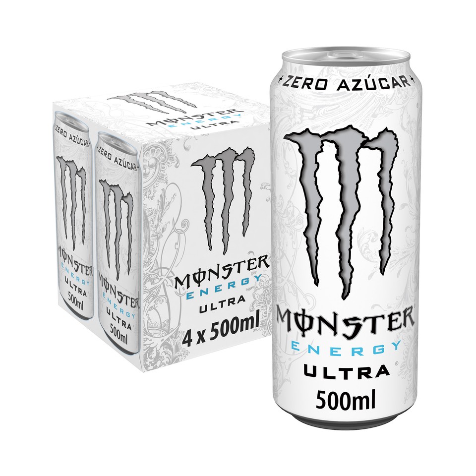 MONSTER Energy Ultra white Bebida energética sin azúcar pack lata 4 uds ...
