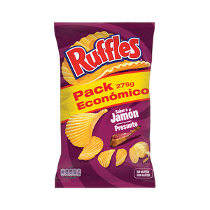 RUFFLES Patatas fritas onduladas con sabor a jamón RUFFLES bolsa de 295 ...